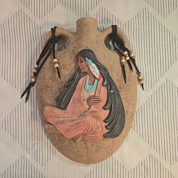 Wall Decor | Ceramic Pitcher Canteen Wall Hanging Native American Woman ...